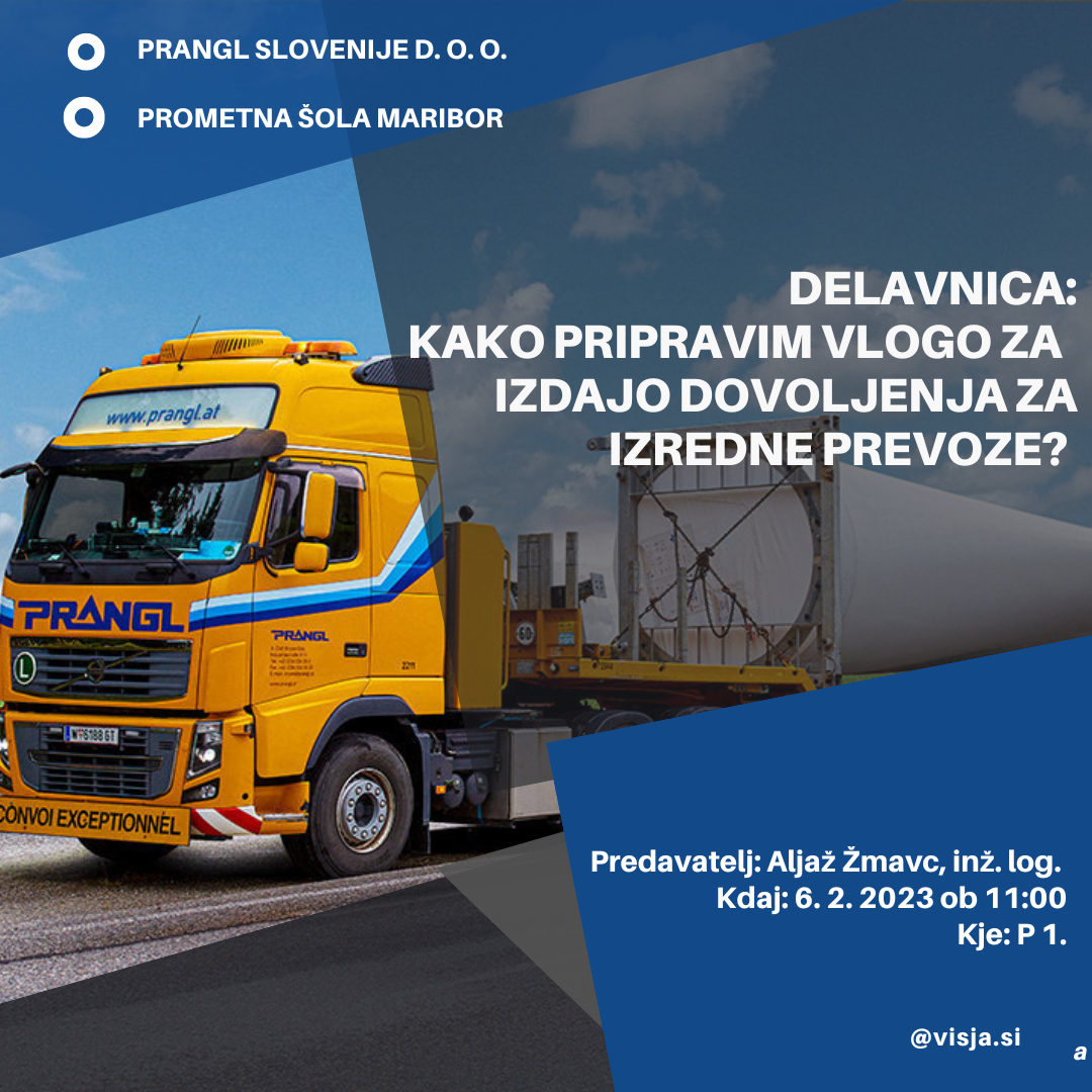 Vabilo na delavnico: IZREDNI PREVOZ - Višja prometna šola Maribor